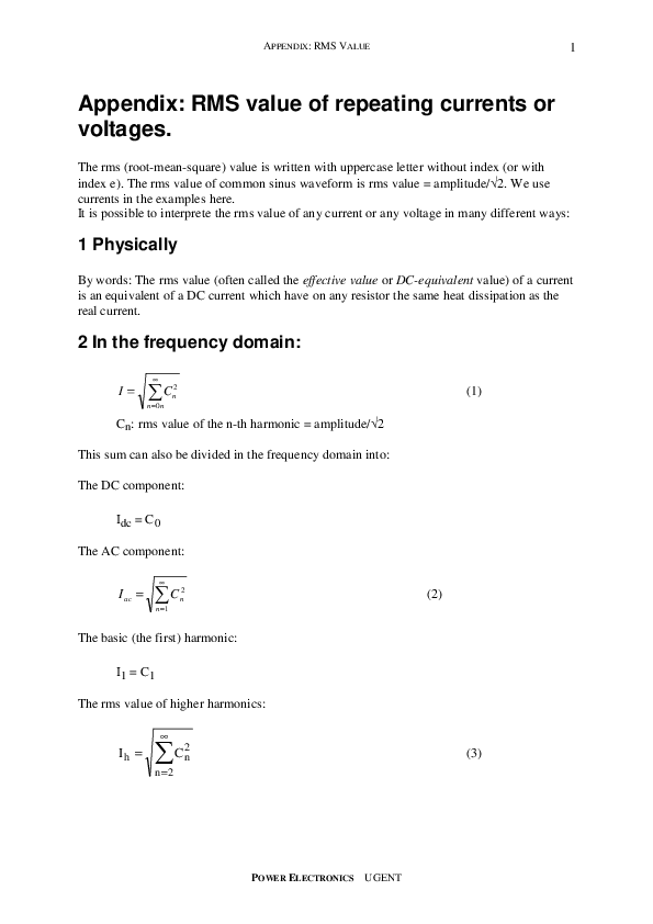 (PDF) RMS Values of Waveforms