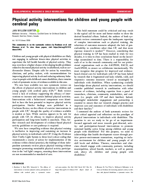 (PDF) Physical Activity Interventions for Children and Youth With ...