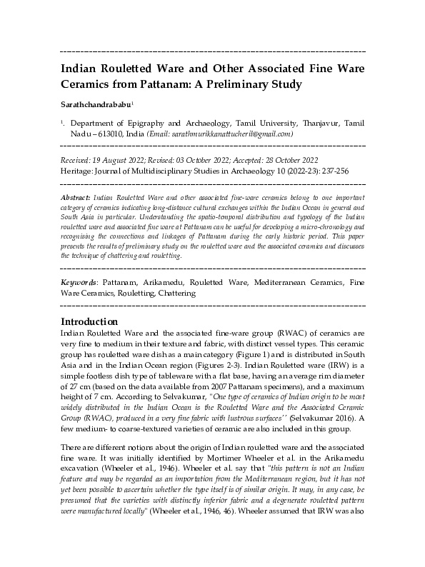 (PDF) Indian Rouletted Ware and Other Associated Fine Ware Ceramics ...