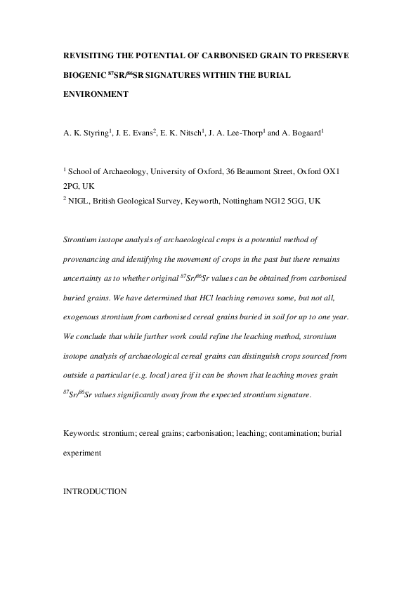 (PDF) Revisiting the potential of carbonized grain to preserve biogenic ...