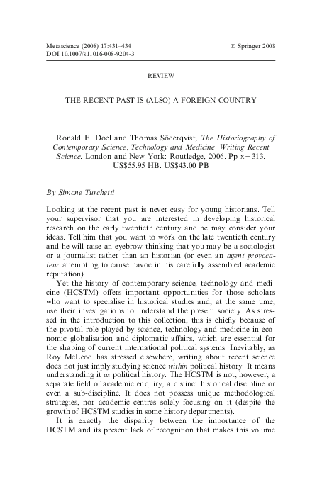 (PDF) The Recent Past is (also) a Foreign Country