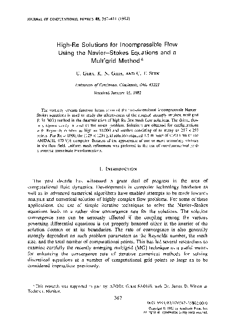 (PDF) High-Re solutions for incompressible flow using the Navier-Stokes equations and a ...