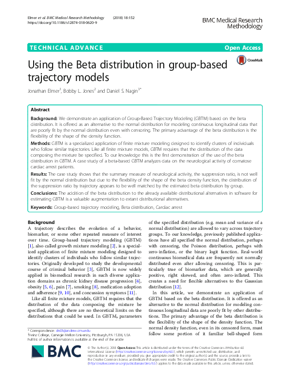 (PDF) Using the Beta distribution in group-based trajectory models