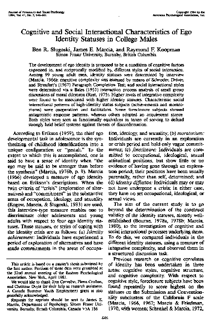 (PDF) Cognitive and social interactional characteristics of ego ...