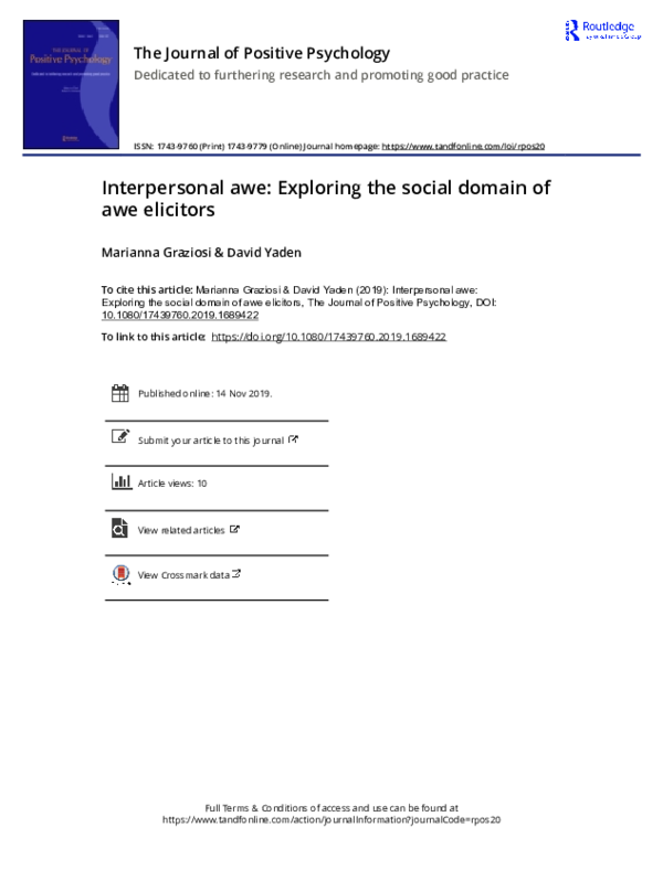 (PDF) Interpersonal awe: Exploring the social domain of awe elicitors