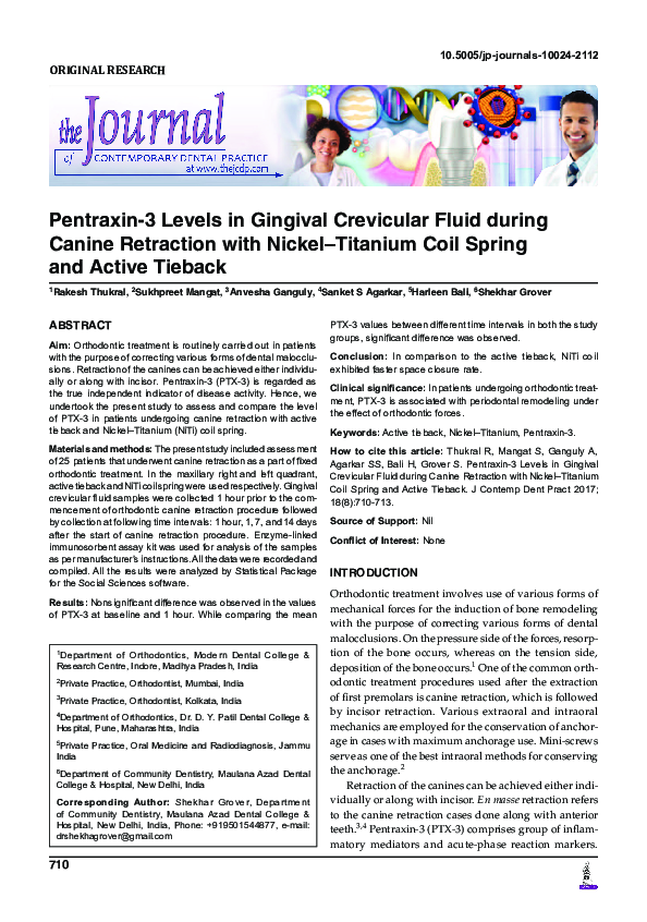 (PDF) Pentraxin-3 Levels in Gingival Crevicular Fluid during Canine ...
