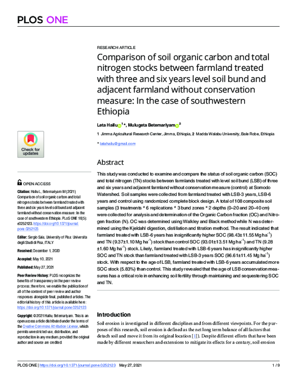 (PDF) Comparison of soil organic carbon and total nitrogen stocks ...