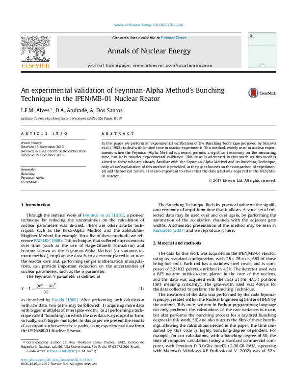 (PDF) An experimental validation of Feynman-Alpha Method’s Bunching ...