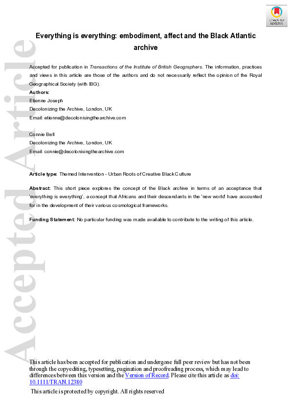 (PDF) Everything is everything: Embodiment, affect, and the Black ...