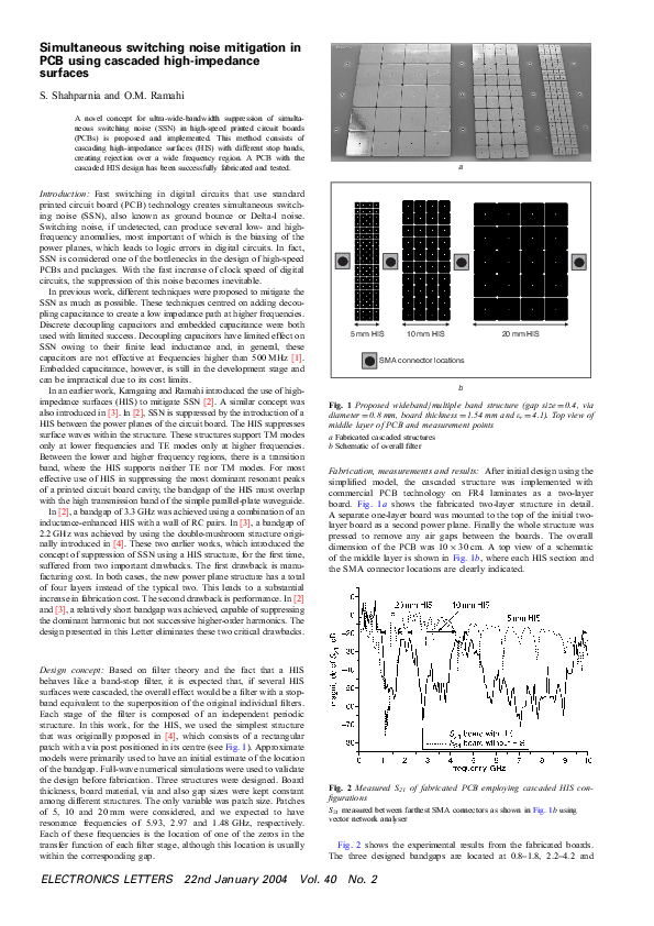 (PDF) Simultaneous switching noise mitigation in PCB using cascaded ...