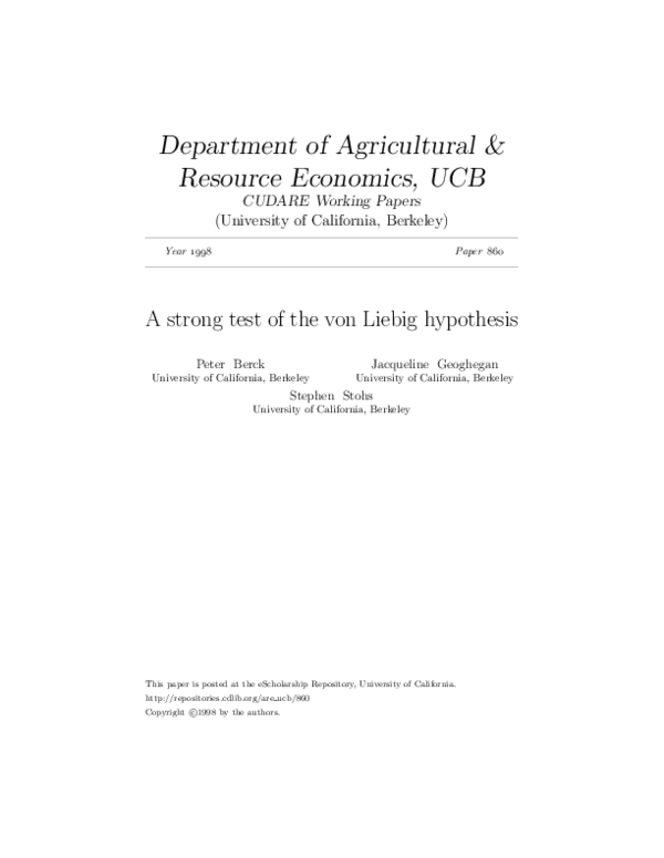 (PDF) A Strong Test of the von Liebig Hypothesis