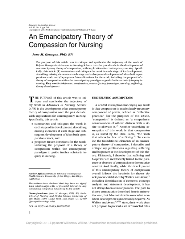 (PDF) An Emancipatory Theory of Compassion for Nursing