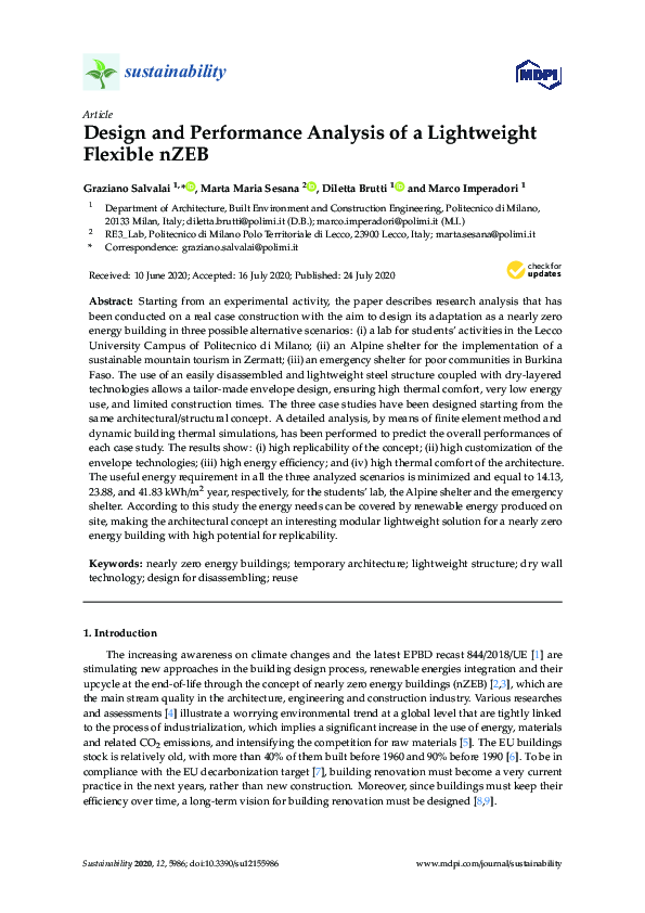 (PDF) Design and Performance Analysis of a Lightweight Flexible nZEB