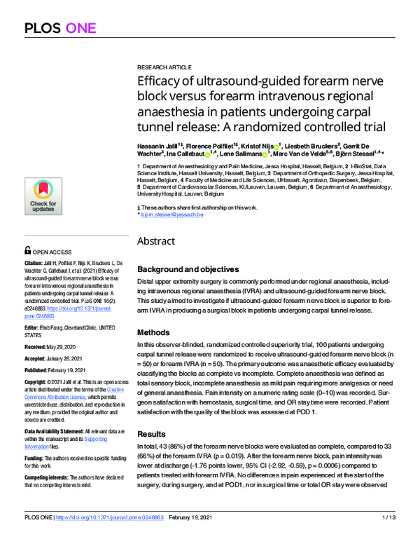 (PDF) Efficacy of ultrasound-guided forearm nerve block versus forearm ...