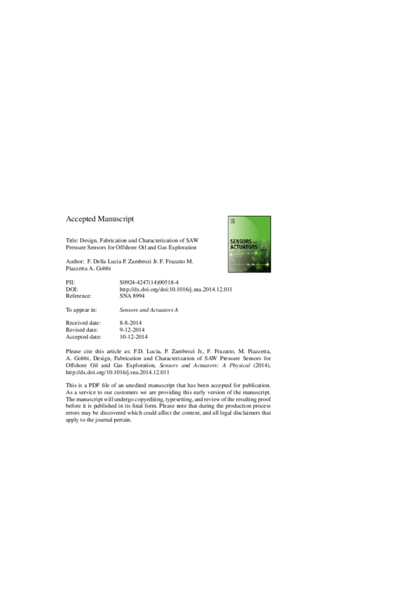 (PDF) Design, fabrication and characterization of SAW pressure sensors ...