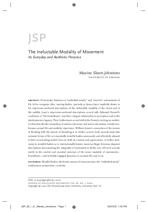 (PDF) The Ineluctable Modality of Movement JSP 36 1 01 Sheets Johnstone ...