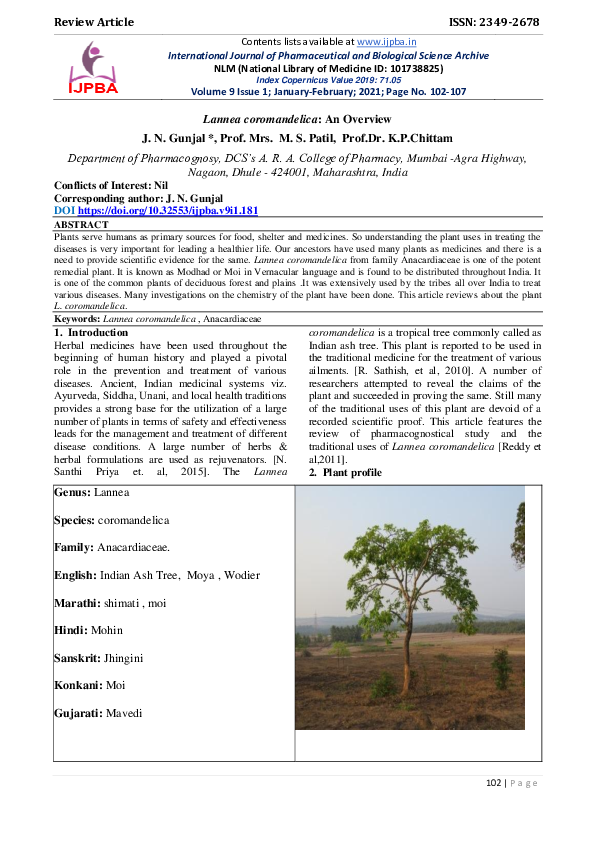 (PDF) Lannea coromandelica: An Overview