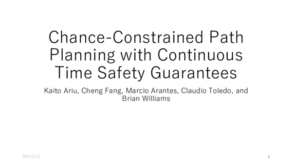 (PDF) Chance-Constrained Path Planning with Continuous Time Safety Guarantees