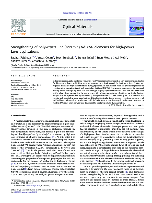(PDF) Strengthening of poly-crystalline (ceramic) Nd:YAG elements for ...