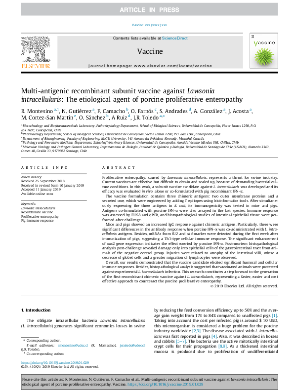 (PDF) Multi-antigenic recombinant subunit vaccine against Lawsonia ...