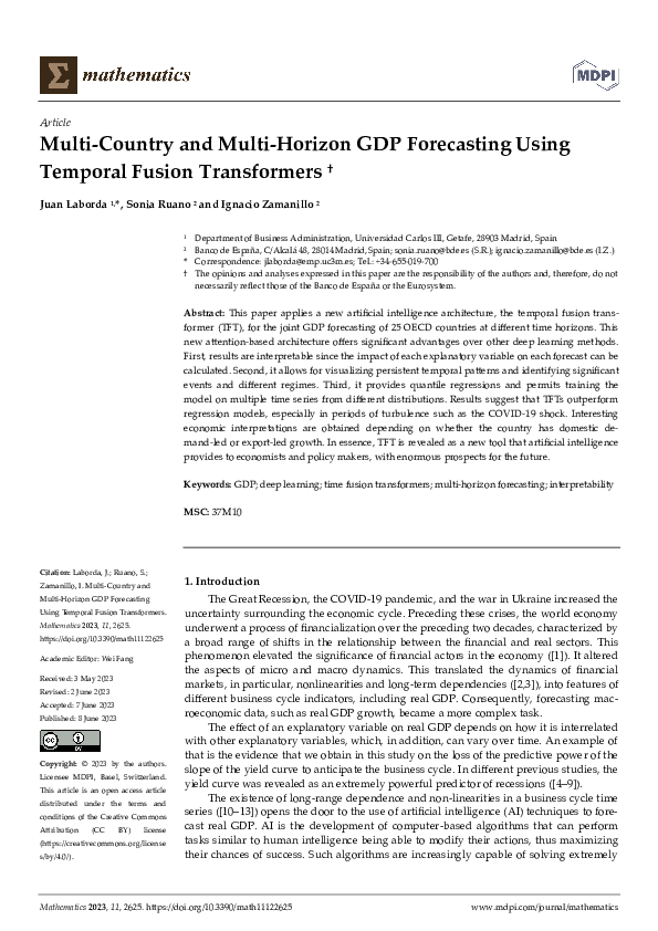 (PDF) Multi-Country and Multi-Horizon GDP Forecasting Using Temporal Fusion Transformers | Juan ...