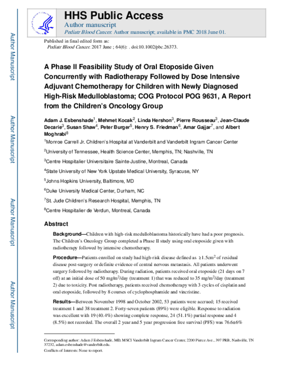 (PDF) A Phase II feasibility study of oral etoposide given concurrently with radiotherapy ...