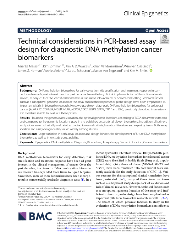 (PDF) Technical considerations in PCR-based assay design for diagnostic DNA methylation cancer ...