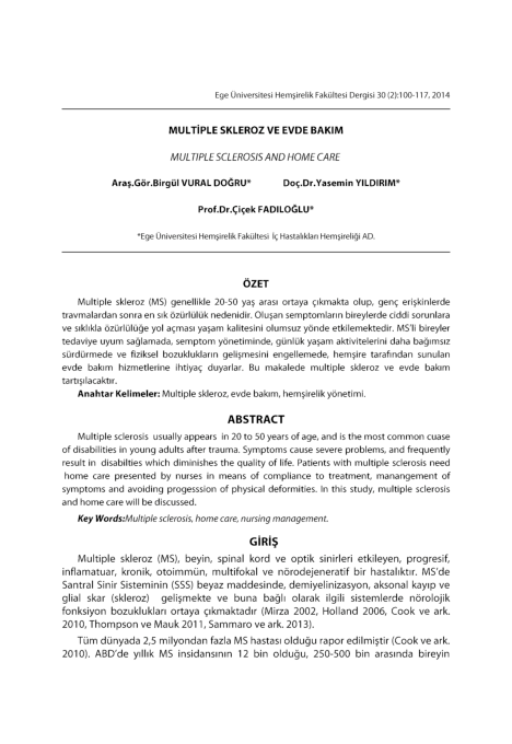 (PDF) Multi̇ple Skleroz Ve Evde Bakim
