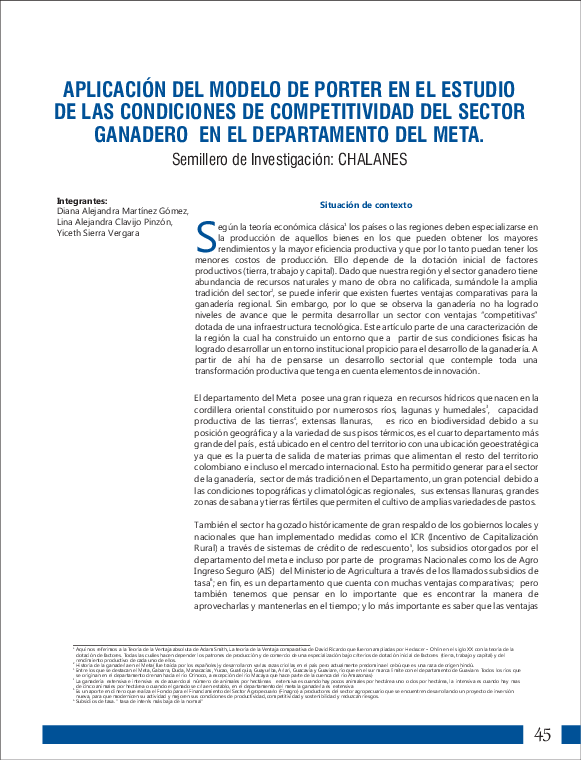 (PDF) Aplicación del modelo de porter en el estudio de las condiciones de competitividad del ...