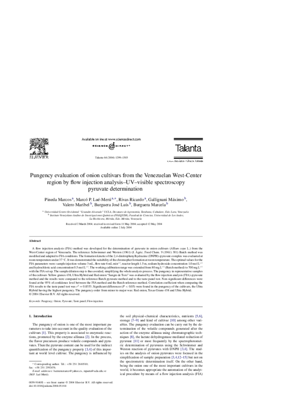 (PDF) Pungency evaluation of onion cultivars from the Venezuelan West ...