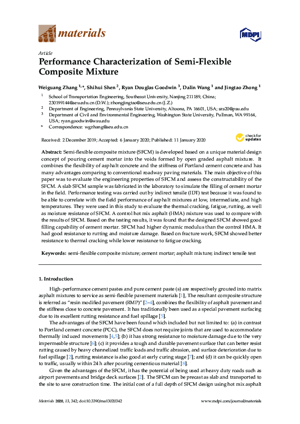 (PDF) Performance Characterization of Semi-Flexible Composite Mixture (PDF) Performance Characterization of Semi-Flexible Composite Mixture