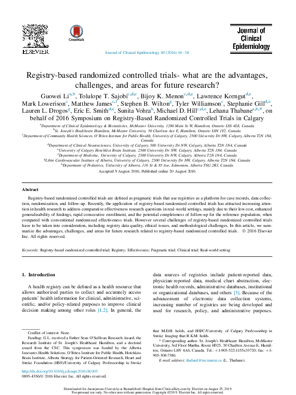 (PDF) Registry-based randomized controlled trials- what are the advantages, challenges, and ...