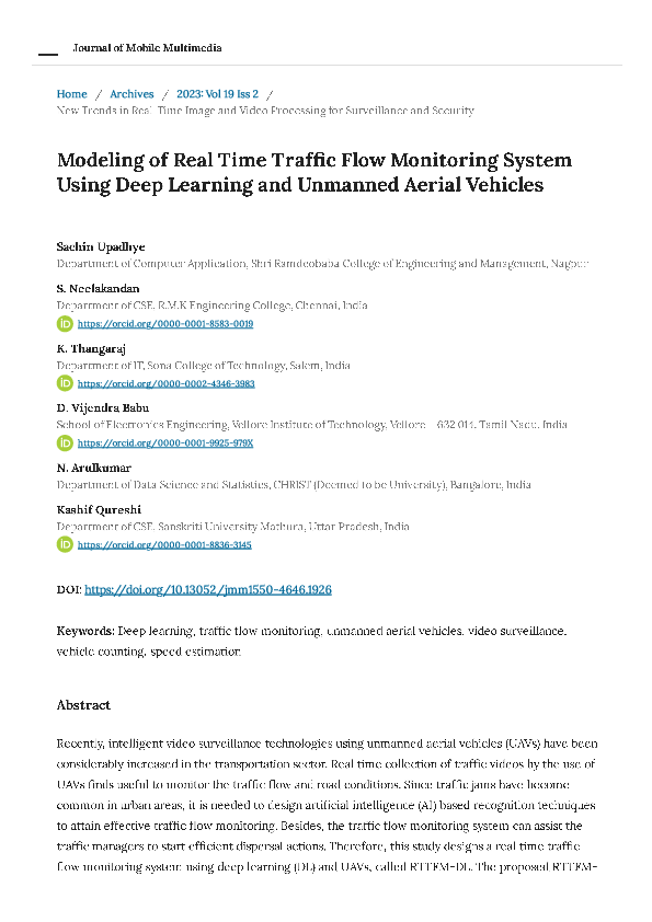 (PDF) Modeling of Real Time Traffic Flow Monitoring System Using Deep Learning and Unmanned ...