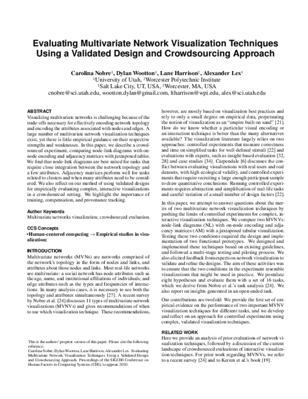 Pdf Evaluating Multivariate Network Visualization Techniques Using A