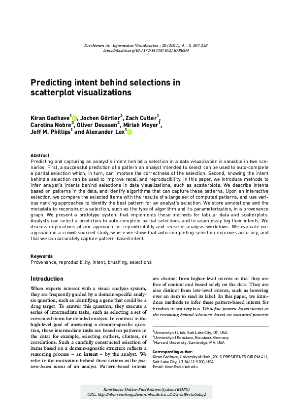 (PDF) Predicting intent behind selections in scatterplot visualizations