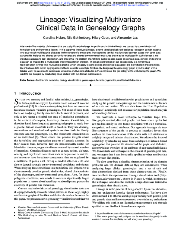 (PDF) Lineage: Visualizing Multivariate Clinical Data in Genealogy Graphs