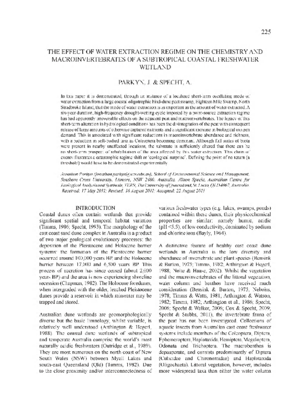 (PDF) The effects of freshwater extraction regime on the chemistry and ...
