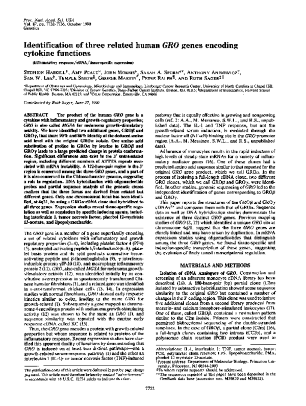 (PDF) Identification of three related human GRO genes encoding cytokine ...