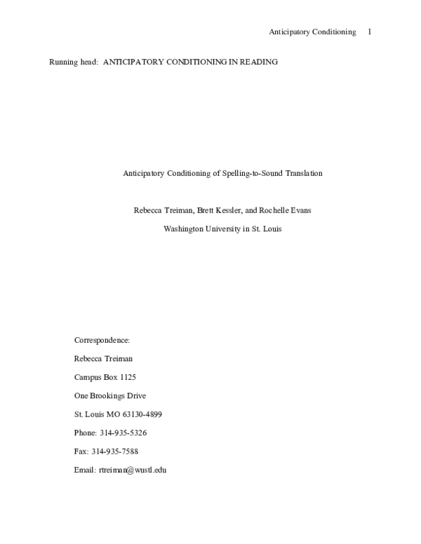 (PDF) Anticipatory conditioning of spelling-to-sound translation ...
