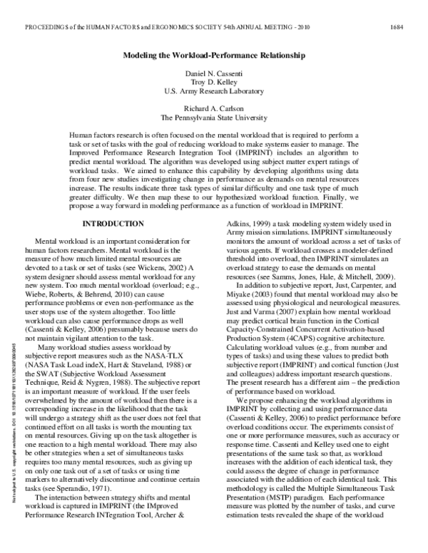 (PDF) Modeling the Workload-Performance Relationship