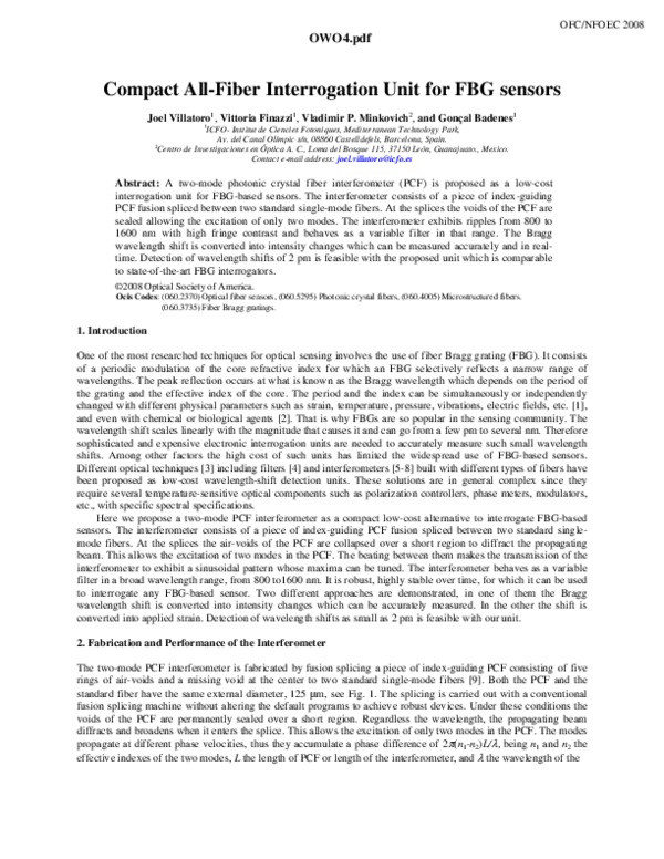 (PDF) Compact All-Fiber Interrogation Unit for FBG sensors