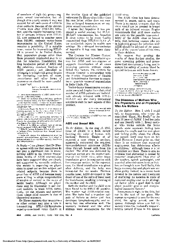 (PDF) AIDS and breast milk