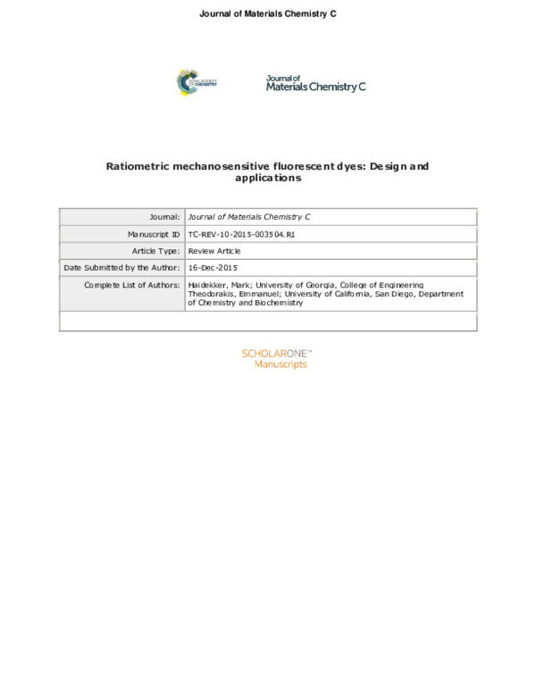 (PDF) Ratiometric mechanosensitive fluorescent dyes: design and ...