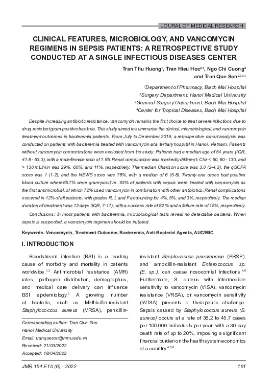 (PDF) Clinical features, microbiology, and vancomycin regimens in ...