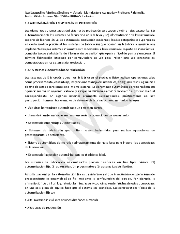(PDF) MANUFACTURA AVANZADA UNIDAD 1 - RUBINCELIS | Itzel Jacqueline ...