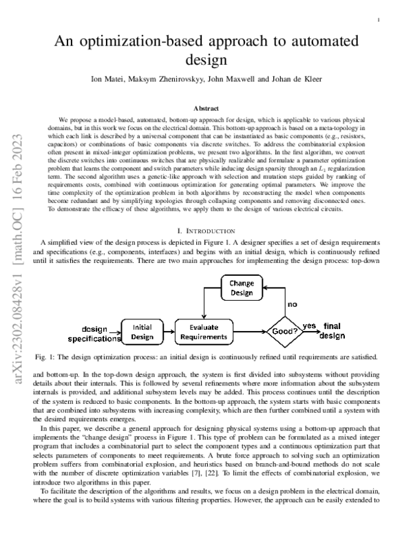 (PDF) An optimization-based approach to automated design