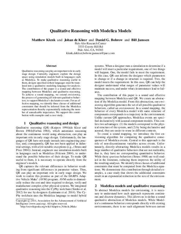 (PDF) Qualitative Reasoning with Modelica Models