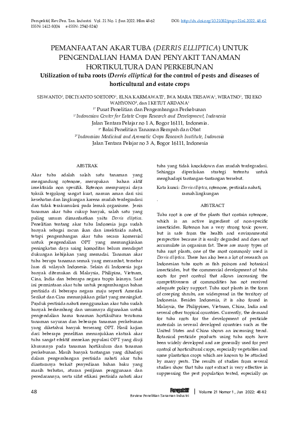 (PDF) PEMANFAATAN AKAR TUBA (DERRIS ELLIPTICA) UNTUK PENGENDALIAN HAMA ...