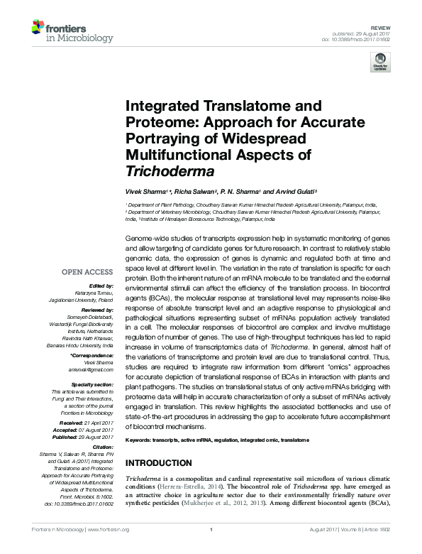 (PDF) Integrated Translatome and Proteome: Approach for Accurate ...