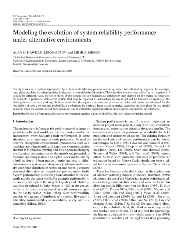 (PDF) Modeling the evolution of system reliability performance under ...